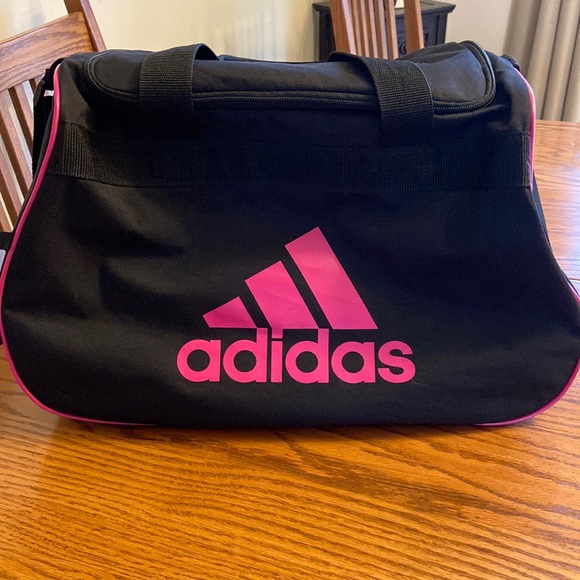 adidas | Bags | Adidas Small Duffel Bag Black Hot Pink Shoulder ...
